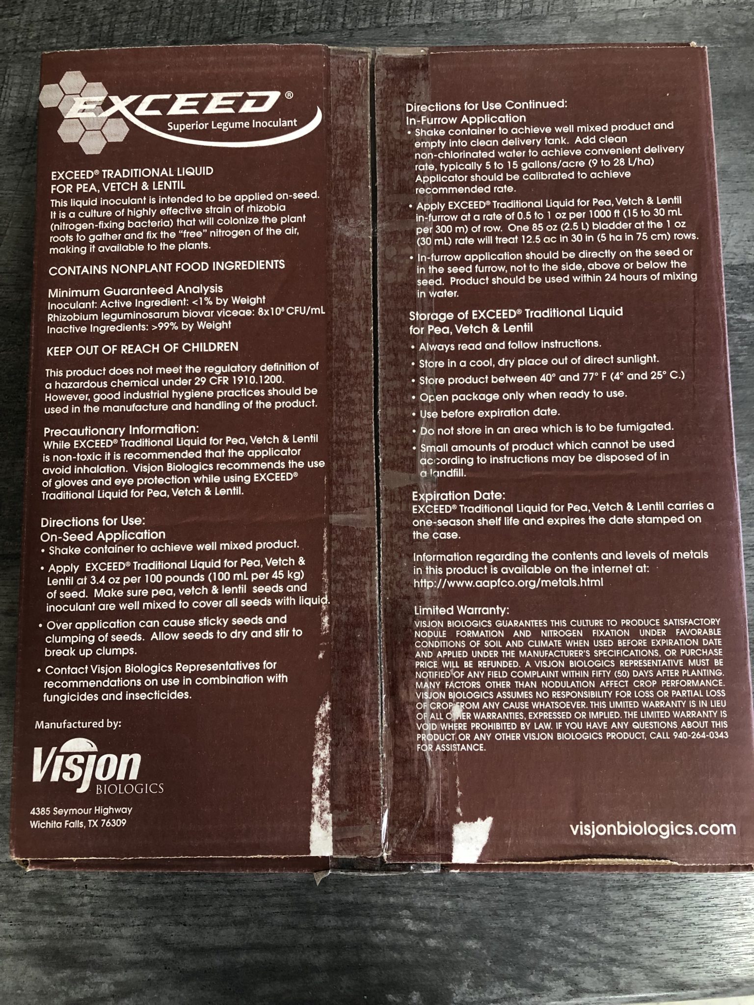 Exceed Organic Liquid Inoculant For Peas, Beans, & Lentils